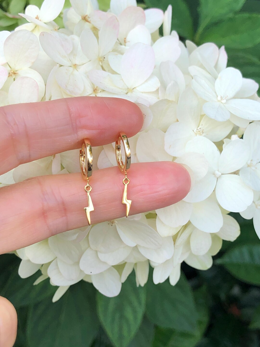 0.94in Lightning Hoop Earrings 925 Sterling Silver, Lightning Bolt ...