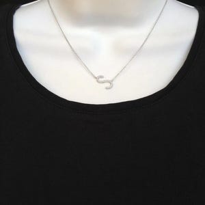 15mm/0.59in Sideways Initial S Necklace Sterling Silver 925, Cubic ...