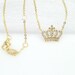 0.51in Gold Crown Necklace 925 Sterling Silver, Small Tiny Crown ...