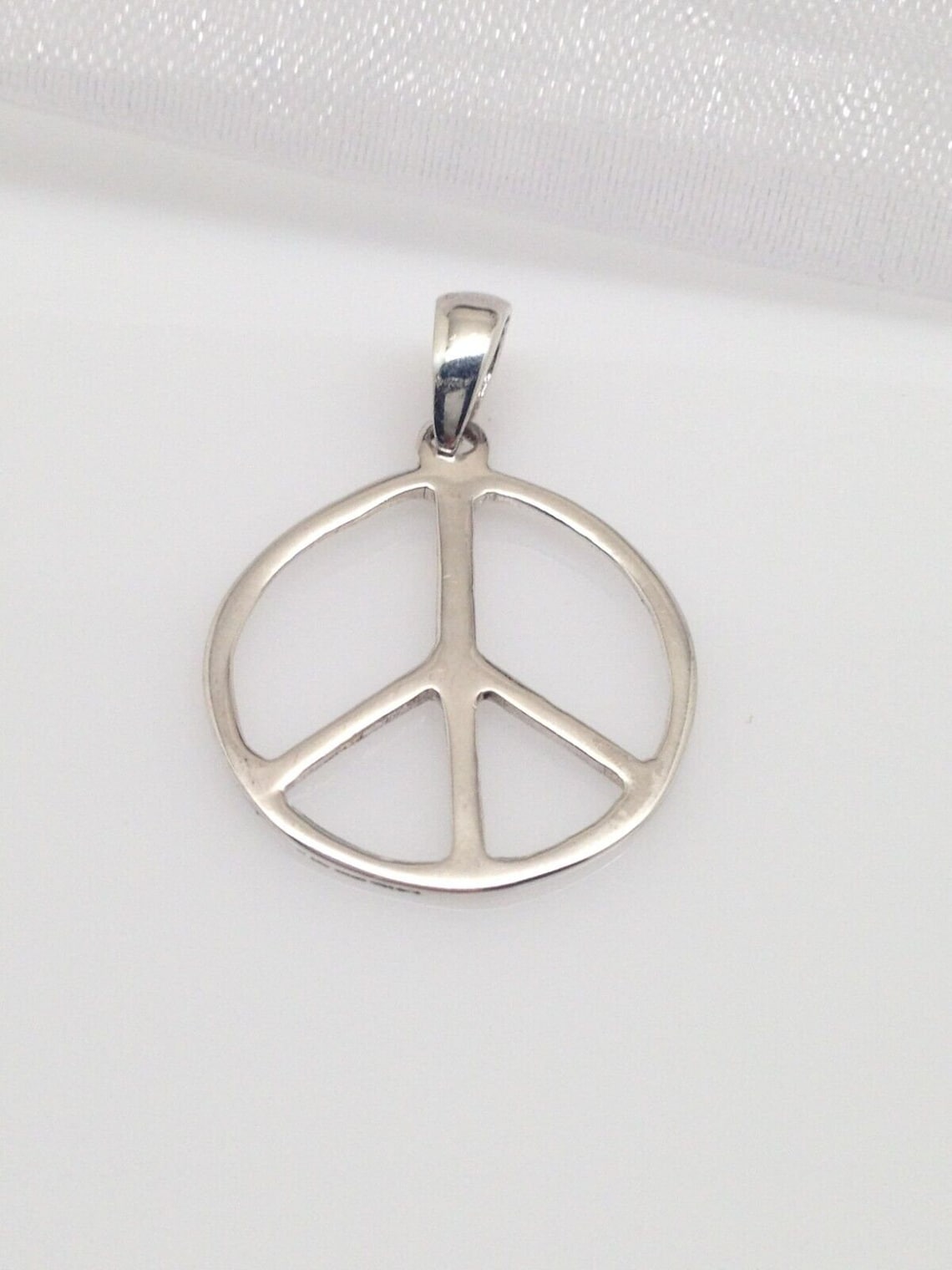 20mm/0.79in Silver Peace Sign Pendant Sterling Silver 925, Plain Peace ...