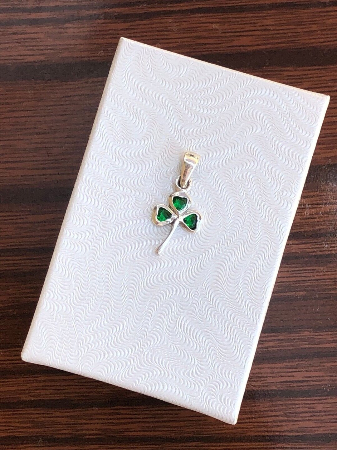 0.47in Emerald Shamrock Pendant 925 Sterling Silver, Small Tiny ...