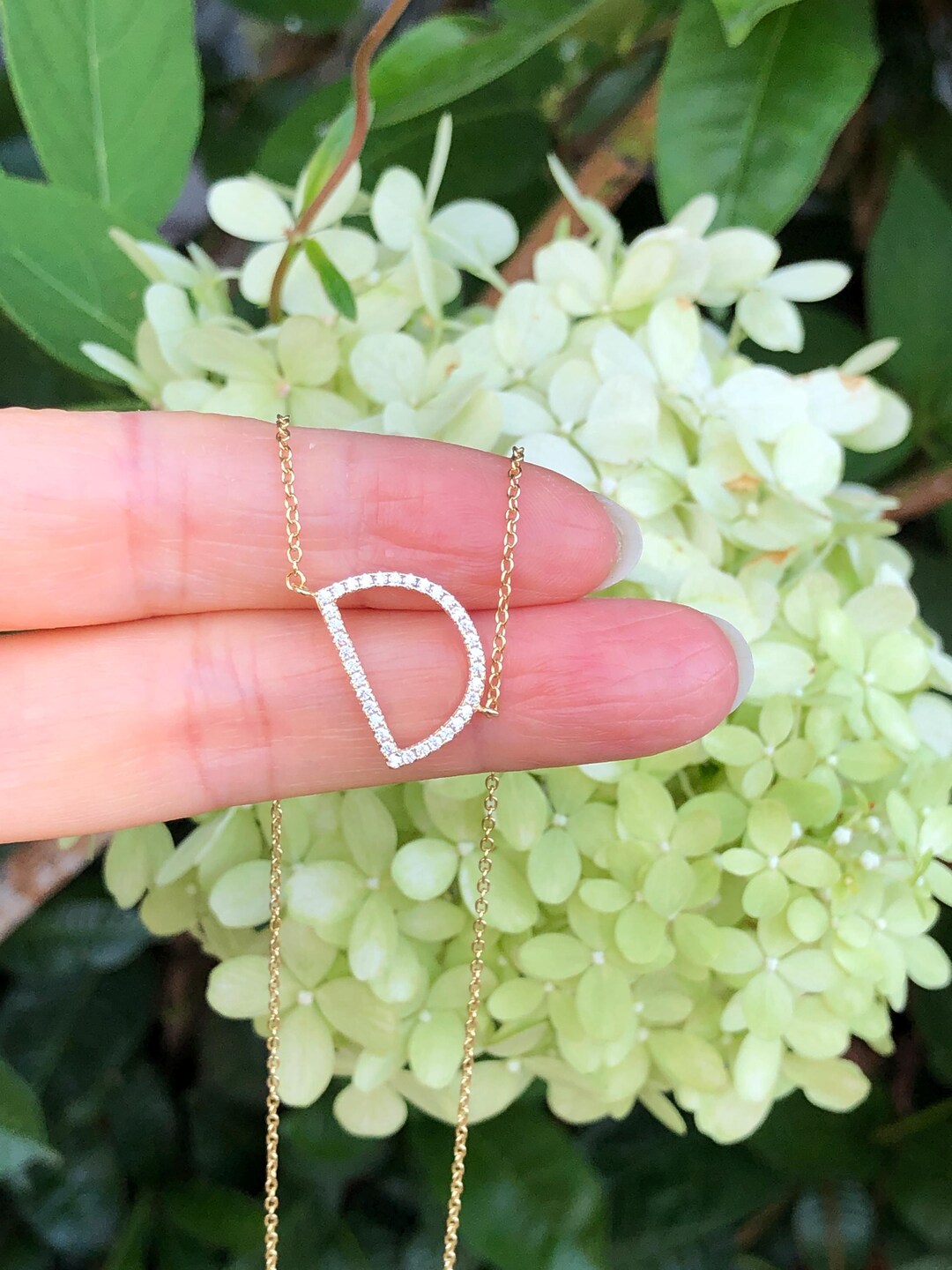 16mm/0.63in Gold Sideways Initial D Necklace Sterling Silver 925, Gold ...