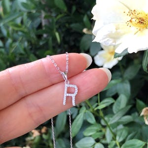 10mm Initial R Necklace Sterling Silver 925, Silver Initial Letter R ...