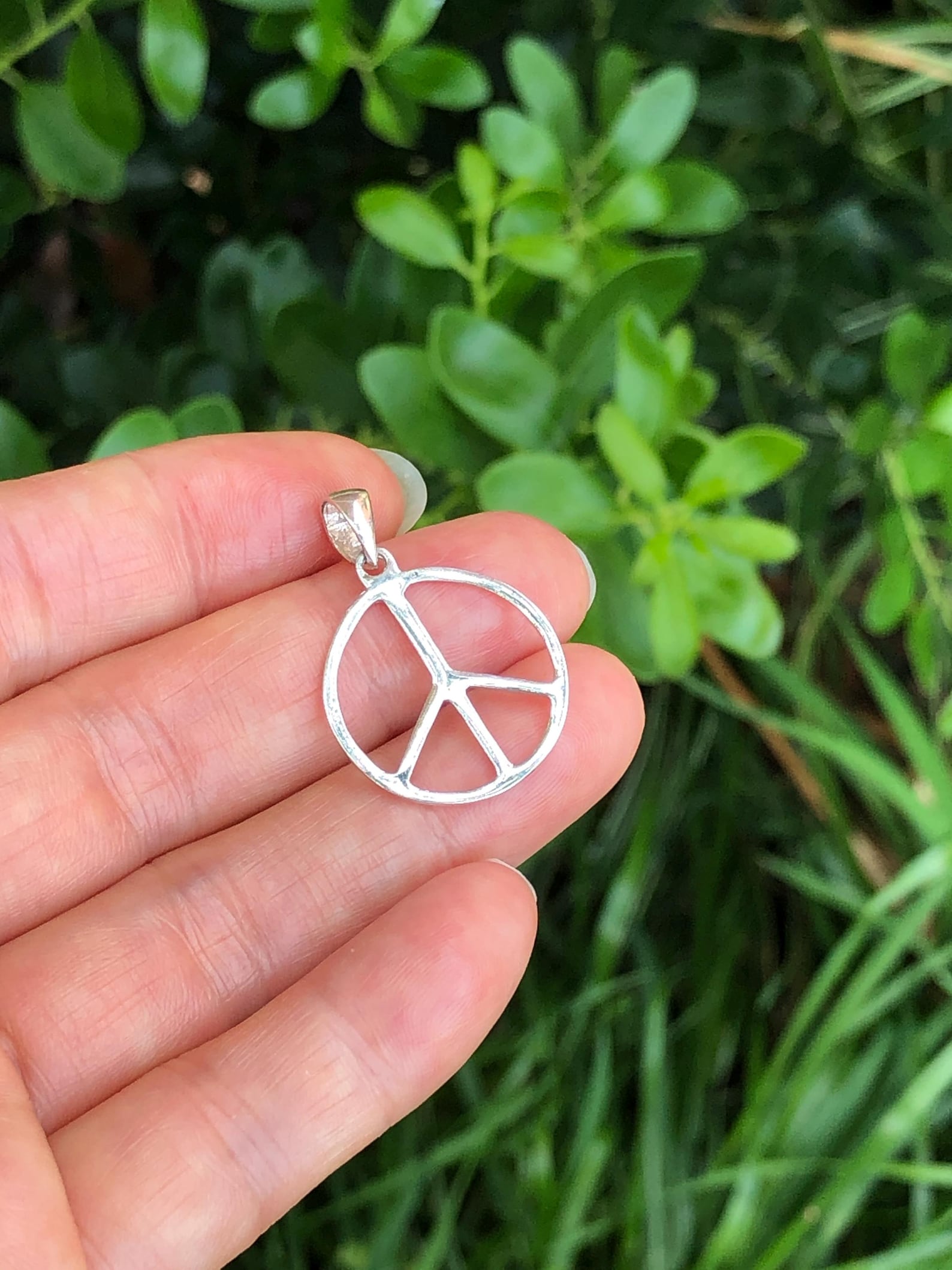 20mm/0.79in Silver Peace Sign Pendant Sterling Silver 925, Plain Peace ...