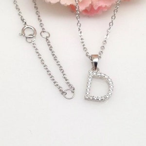 8.8mm Silver Initial D Necklace Sterling Silver 925, Cubic Zirconia ...