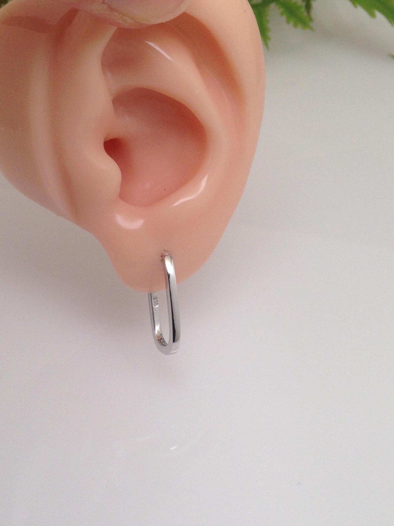 19mm/17mm Silver Rectangle U Hoop Earrings Sterling Silver 925, Plain ...