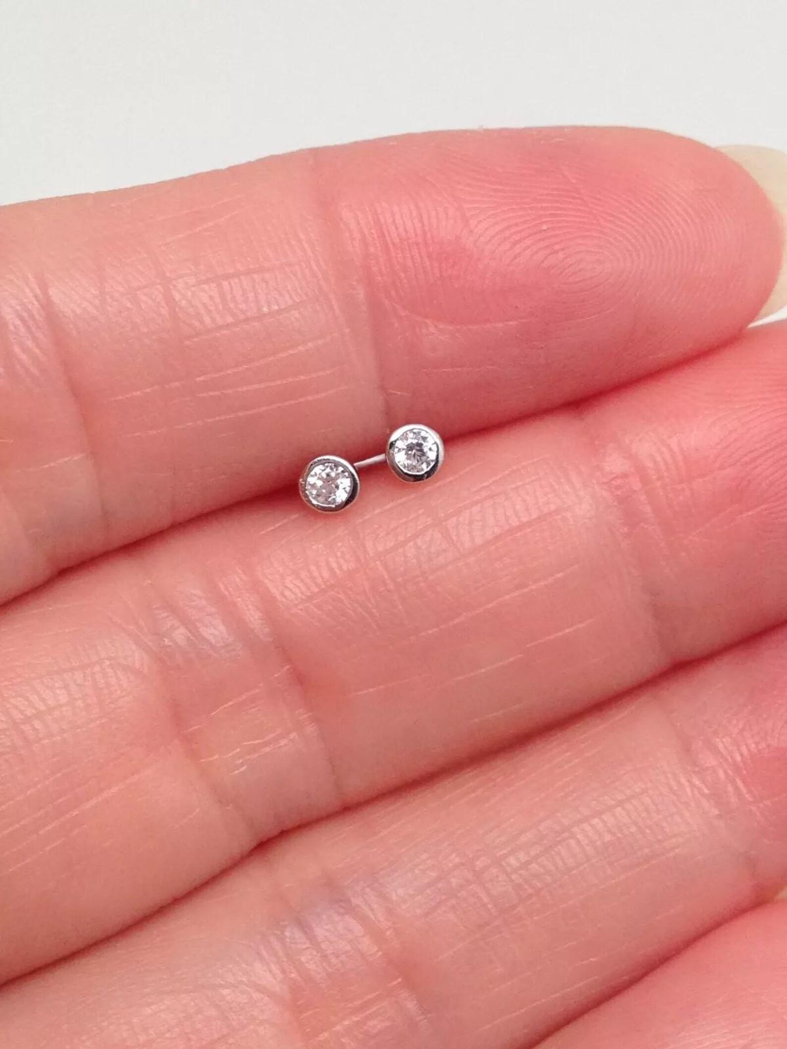 2mm Silver Bezel Solitaire Stud Earrings Sterling Silver 925, Cubic ...