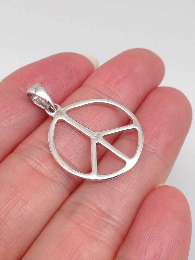 20mm/0.79in Silver Peace Sign Pendant Sterling Silver 925, Plain Peace ...