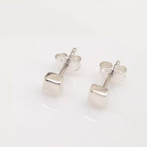 3.5mm Silver Cube Stud Earrings 925 Sterling Silver, Tiny Plain Cube Studs for Men Women Him Her ...