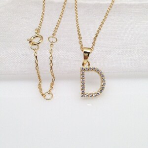 8.8mm Gold Initial D Necklace Sterling Silver 925, Gold Plated, Cubic ...