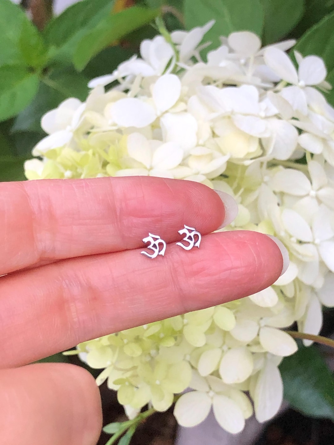 5mm Silver Om Stud Earrings Sterling Silver 925, Tiny Studs, Dainty Om ...