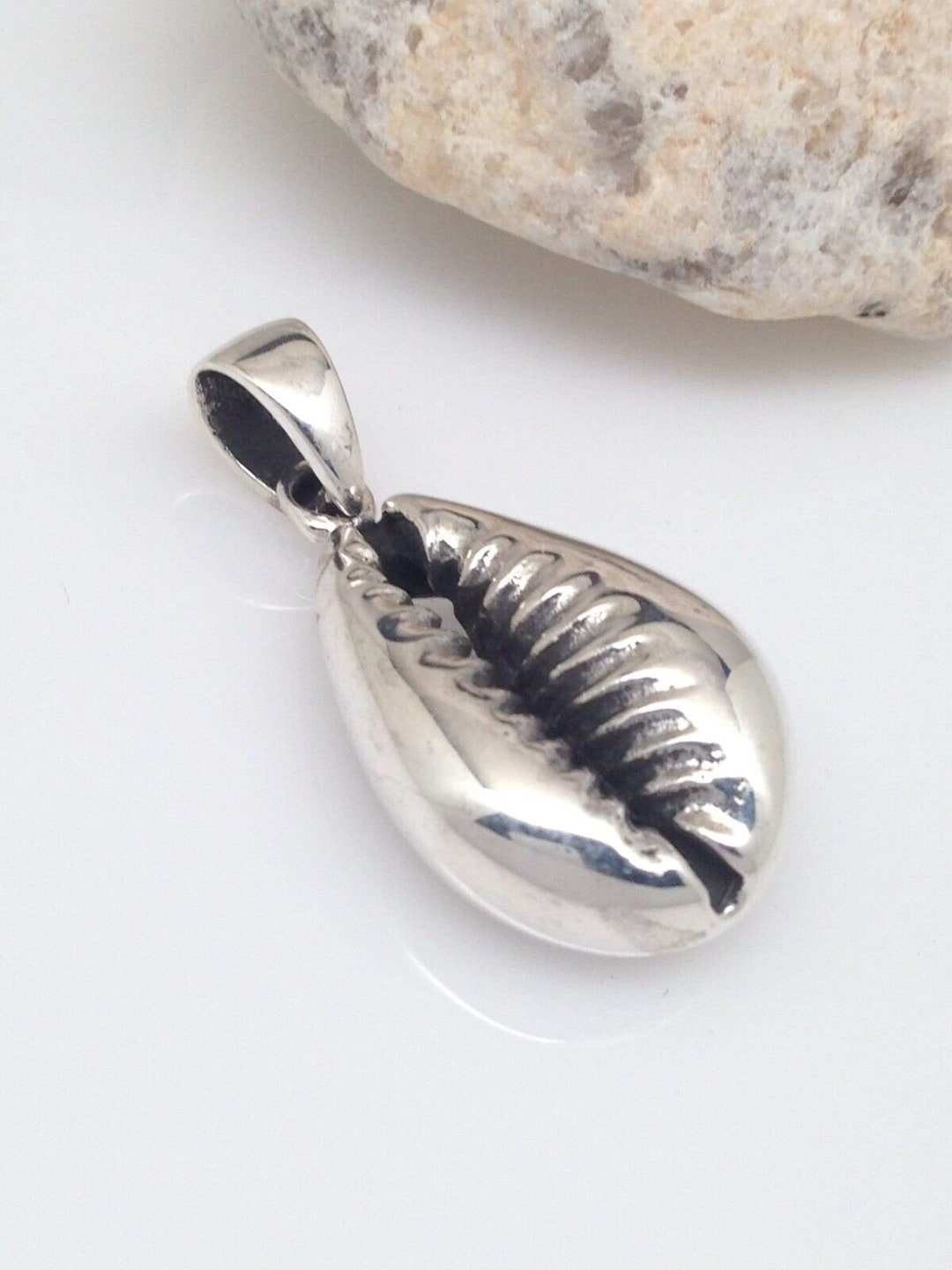 0.83in Silver Cowry Pendant 925 Sterling Silver, Cowrie Shell Beach ...