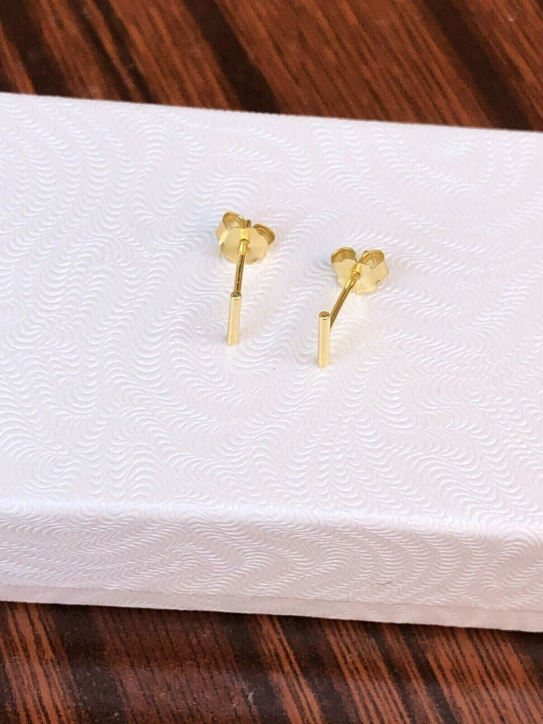 6mm Dainty Gold Bar Stud Earrings 925 Sterling Silver Tiny - Etsy