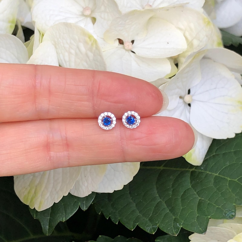 Sapphire Halo Ring Round - Etsy