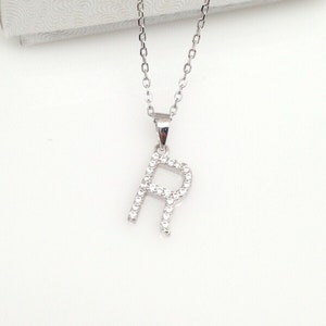 10mm Initial R Necklace Sterling Silver 925, Silver Initial Letter R ...