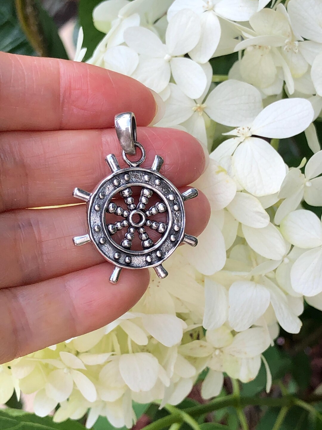 27mm/1.06in Silver Ship Wheel Pendant Sterling Silver 925, Steering ...
