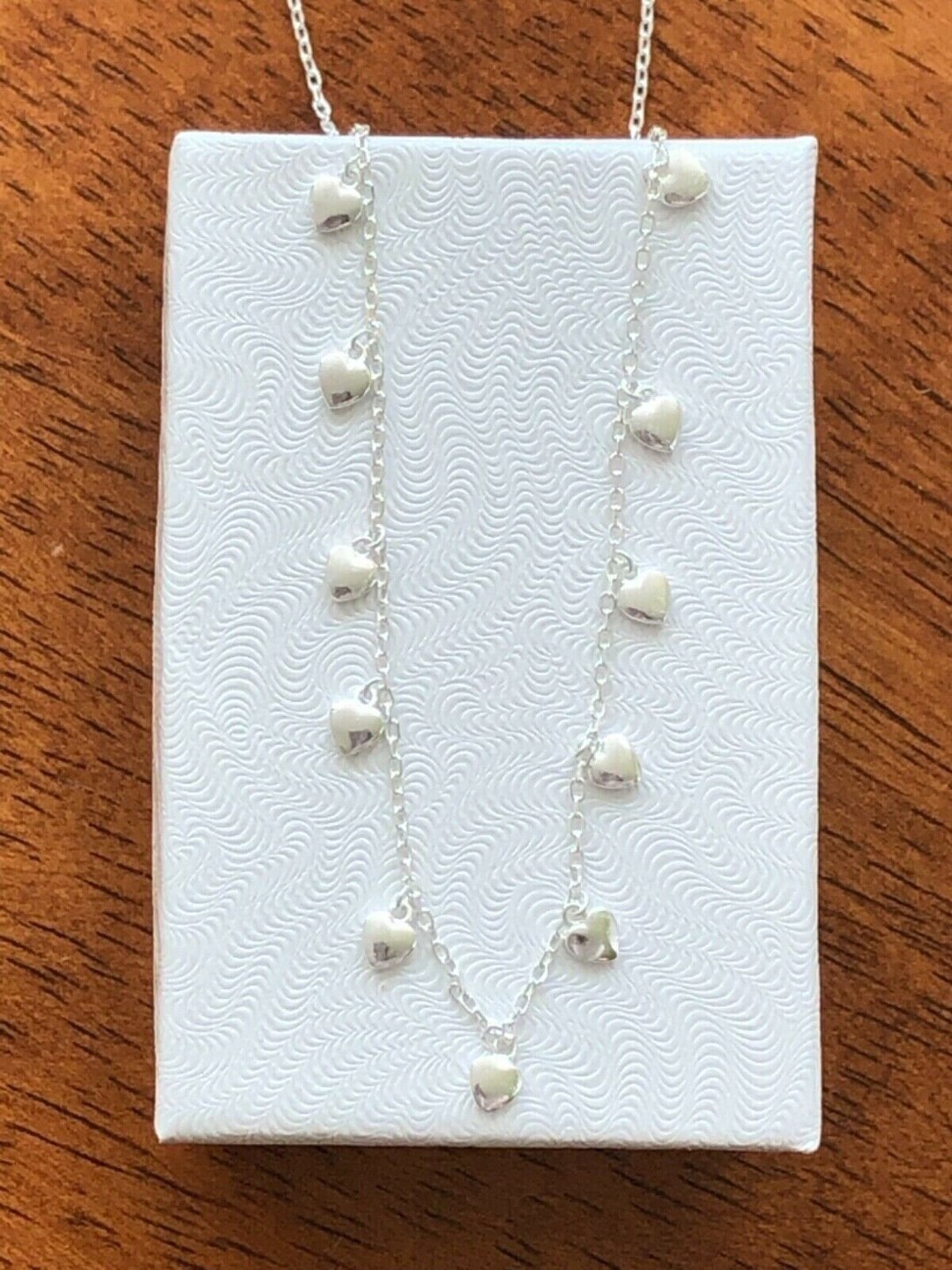 3mm Dainty Silver Heart Station Choker Necklace 925 Sterling Silver ...