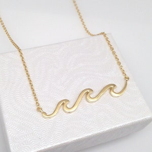 1.30in Gold Ocean Wave Necklace 925 Sterling Silver, Wave Necklace Gold ...