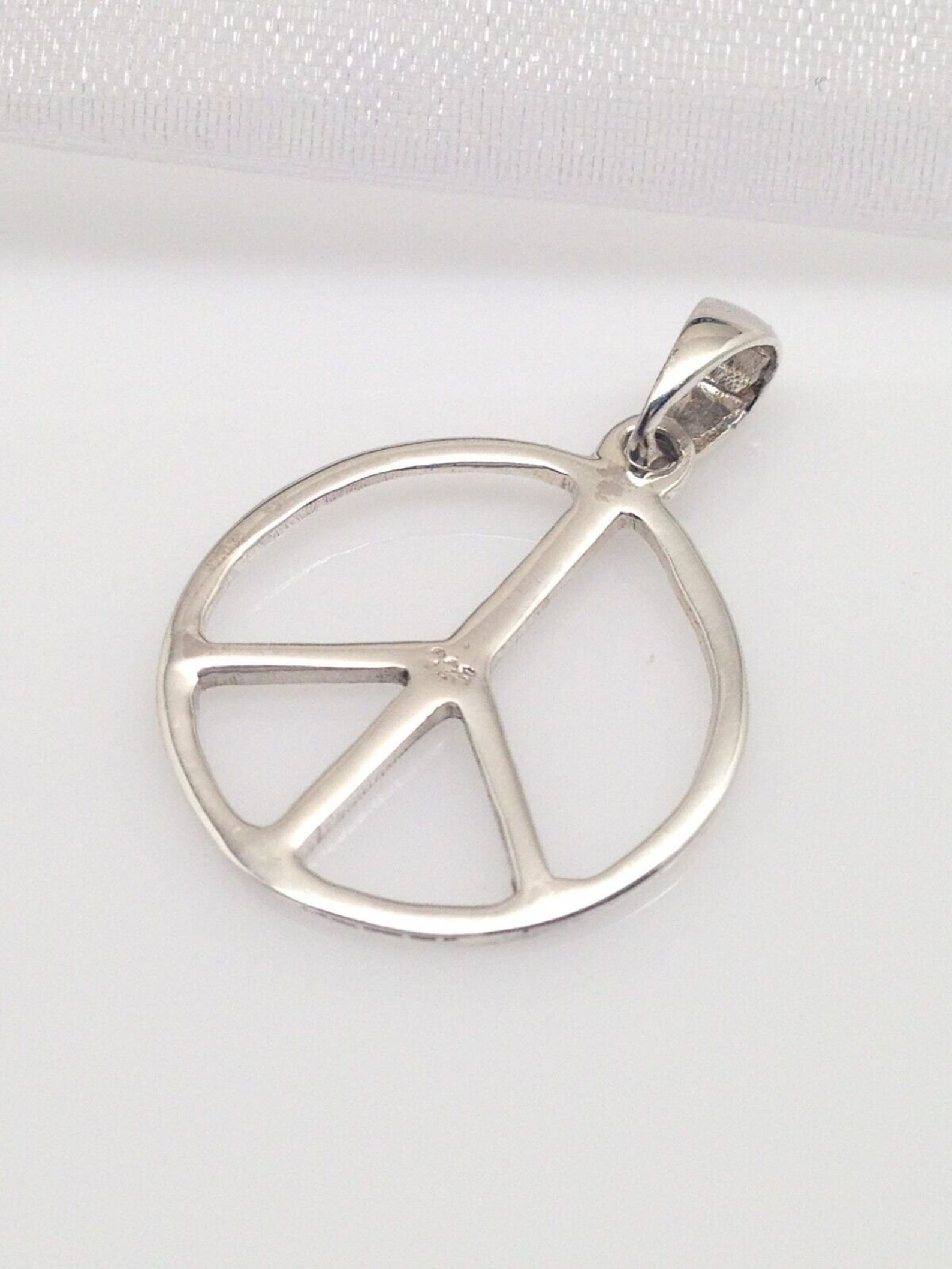 20mm/0.79in Silver Peace Sign Pendant Sterling Silver 925, Plain Peace ...
