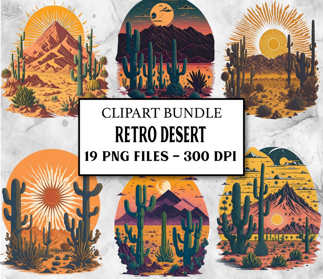 Retro Sunset Desert Clipart for DIY POD Southwest Desert - Etsy Australia