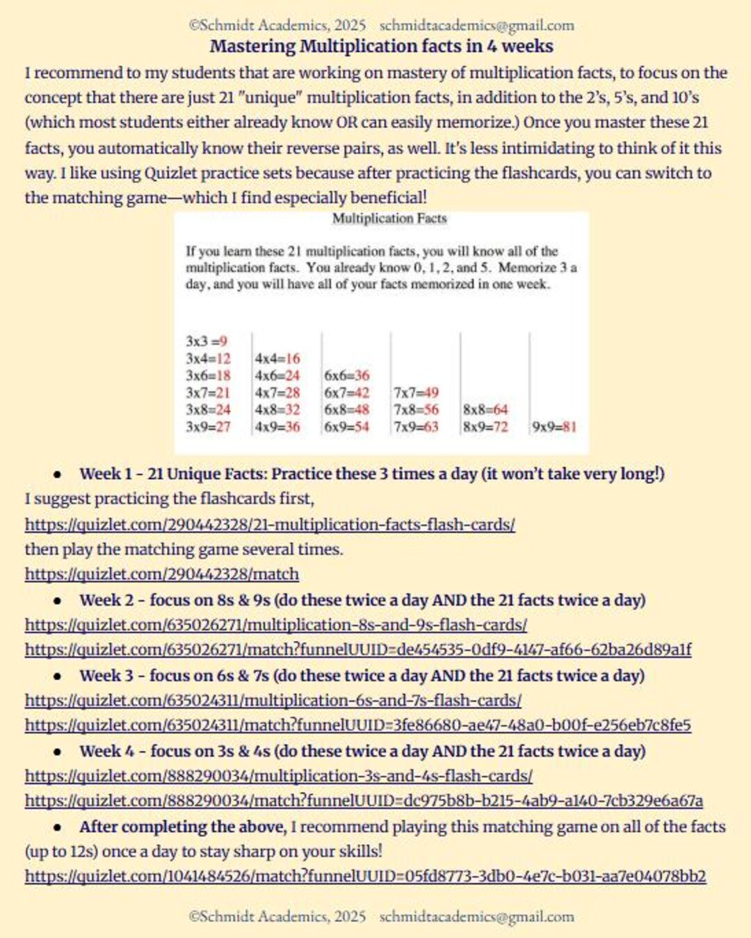 Mastering Multiplication Facts in 4 Weeks - Etsy