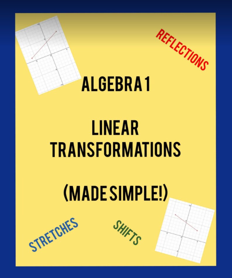 Algebra 1 Linear Transformations: Simplified Study Guide With 9 ...