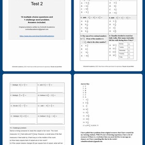 7th Grade Fraction Review Test 2 - Etsy
