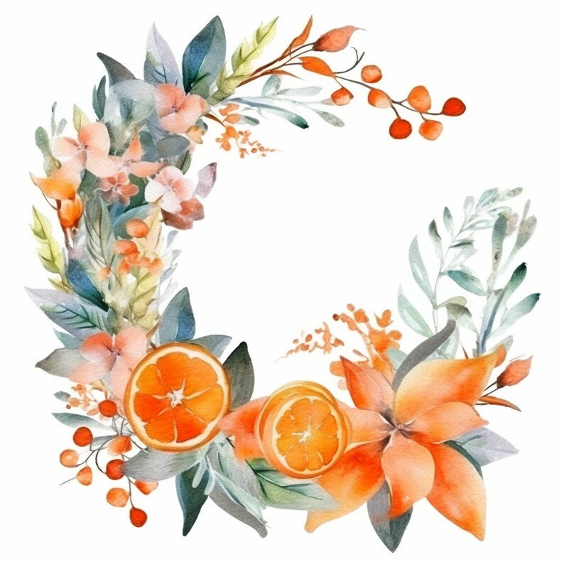Watercolor Oranges- Citrus Clipart, Digital PNG, High Resolution ...