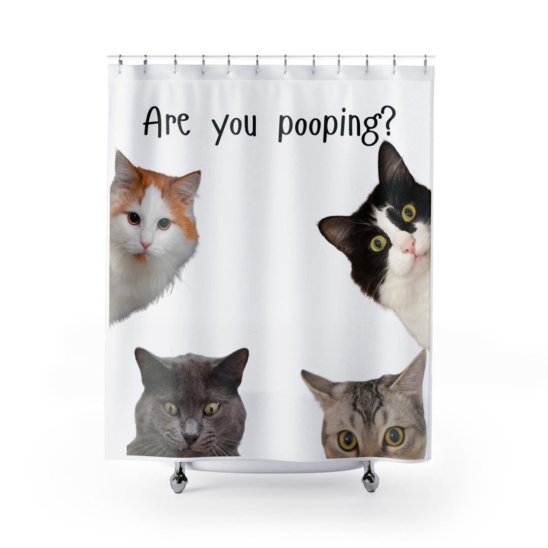 Funny Cat Shower Curtain, Are You Pooping, Gift for Anyone, Cat Lover Shower Curtain ...