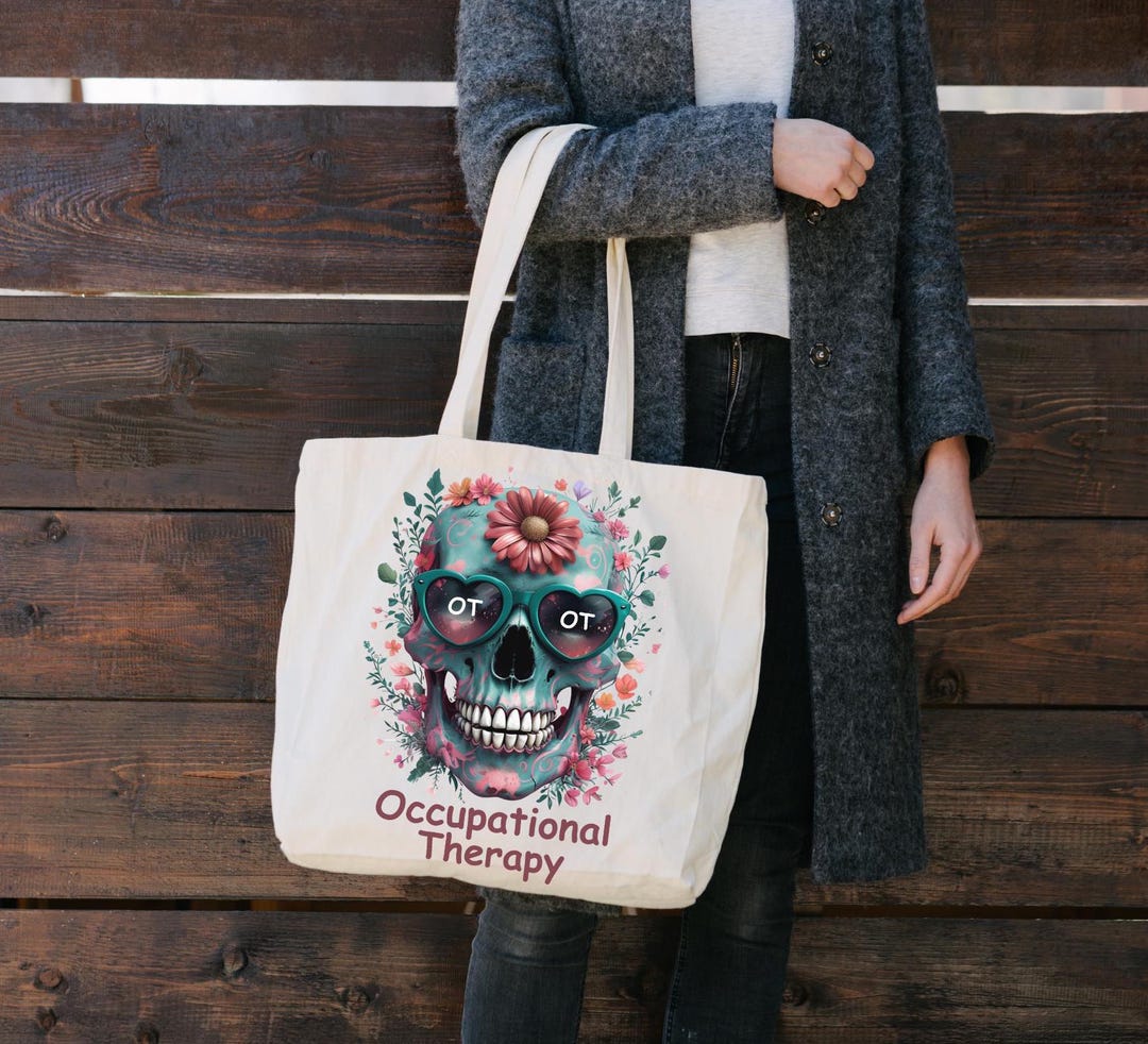 Personalized Floral Skeleton Therapy Tote Bag, Occupational Therapy ...