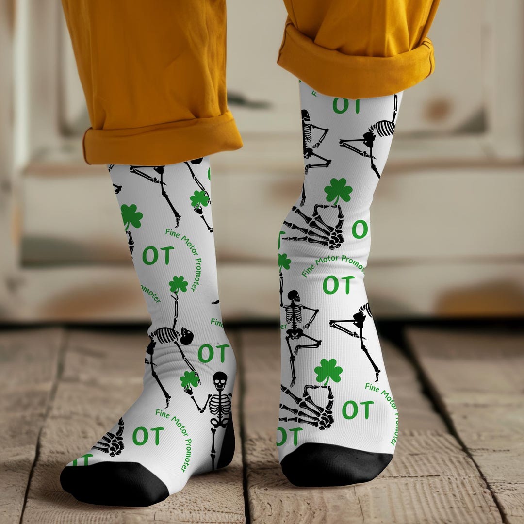 Occupational Therapy Skeleton Socks, Fine Motor Promoter, Shamrock OT ...