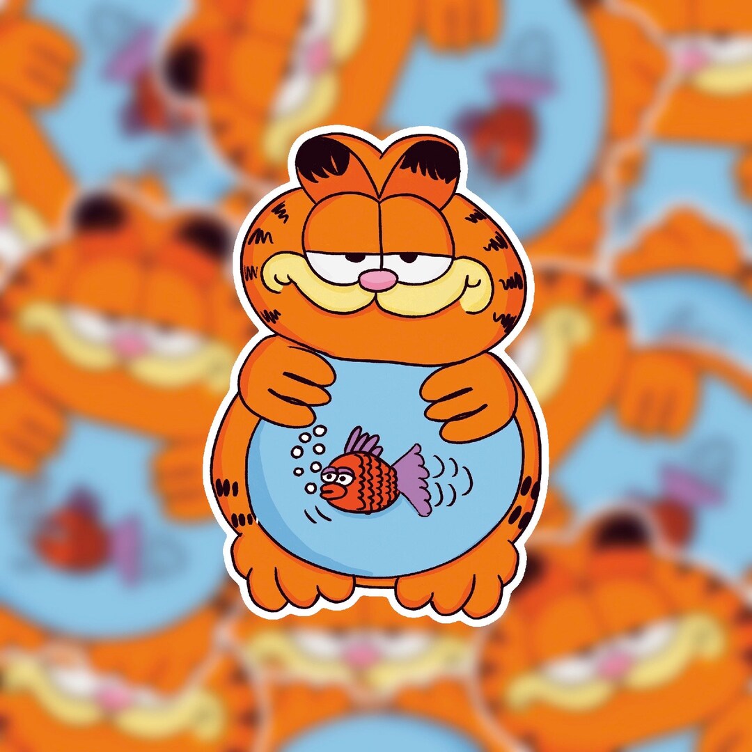 Garfield Fishbowl Vinyl Sticker - Etsy