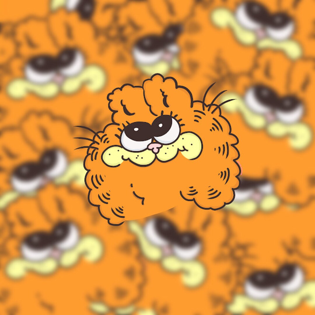 Fluffy Garfield Vinyl Sticker - Etsy