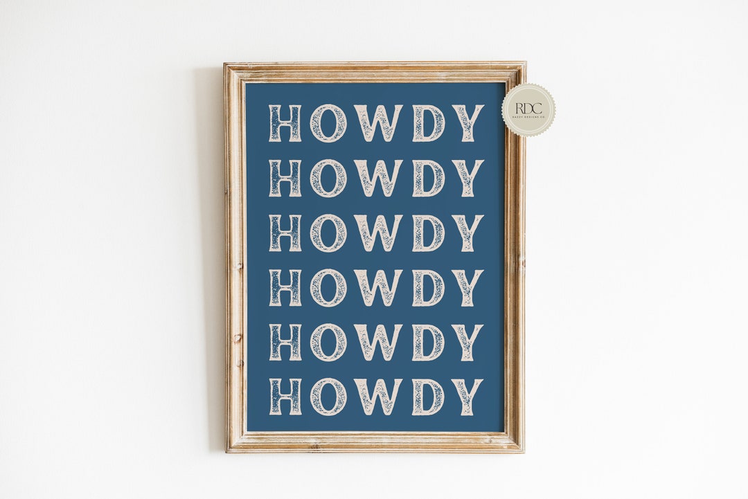 Retro Howdy Poster Vintage Western Minimal Art Southern Home Decor Wild ...