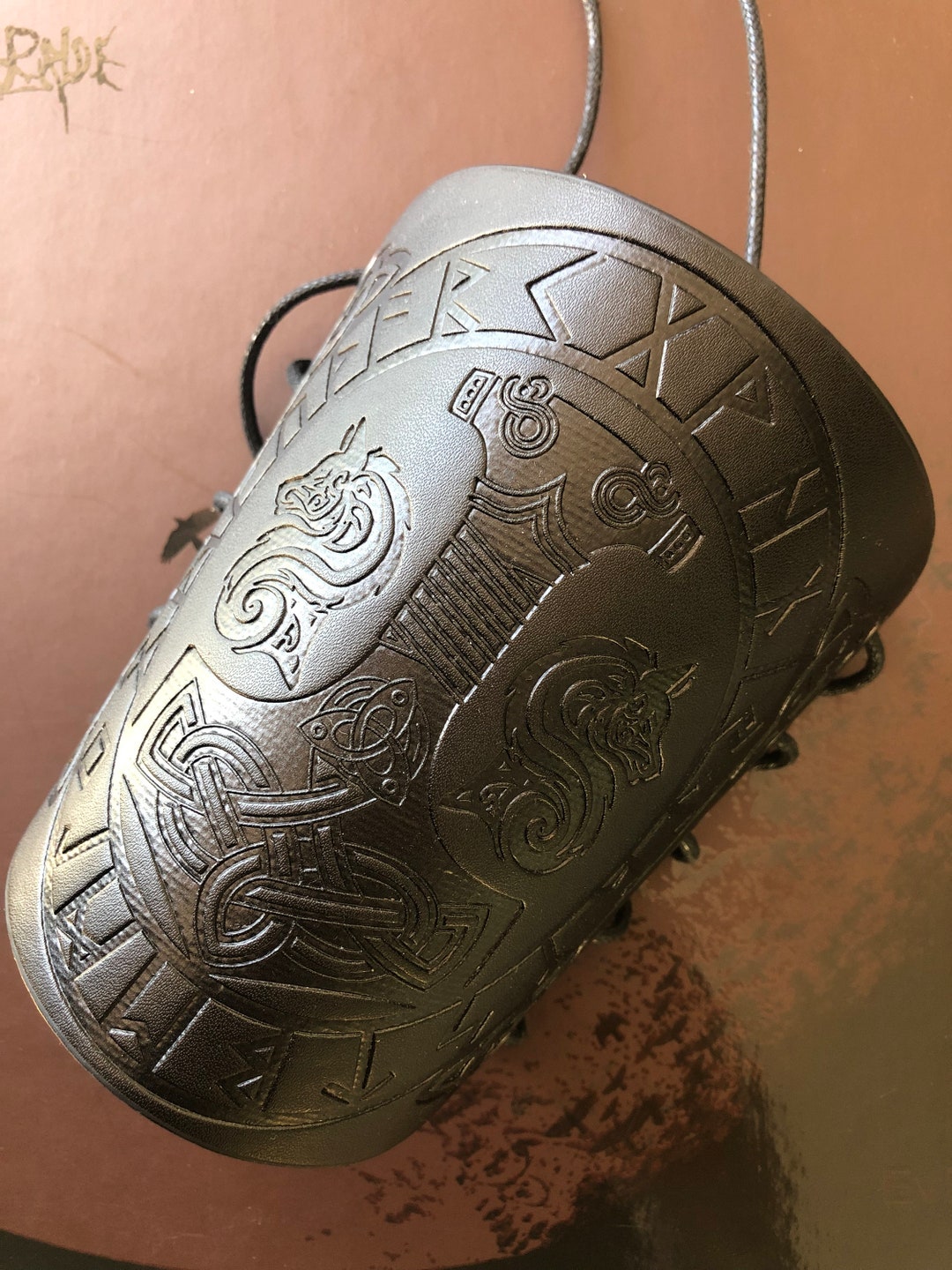 Black Leather Viking Gauntlet - Etsy