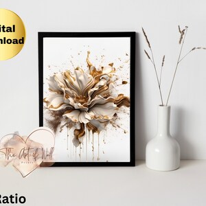 Luxury and Style Combined - Abstract Cream, Gold, and Brown Flower Wall ...