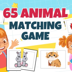 65 Animal Matching Game for Kids.vocabulary Cards for Preschoolers Can ...