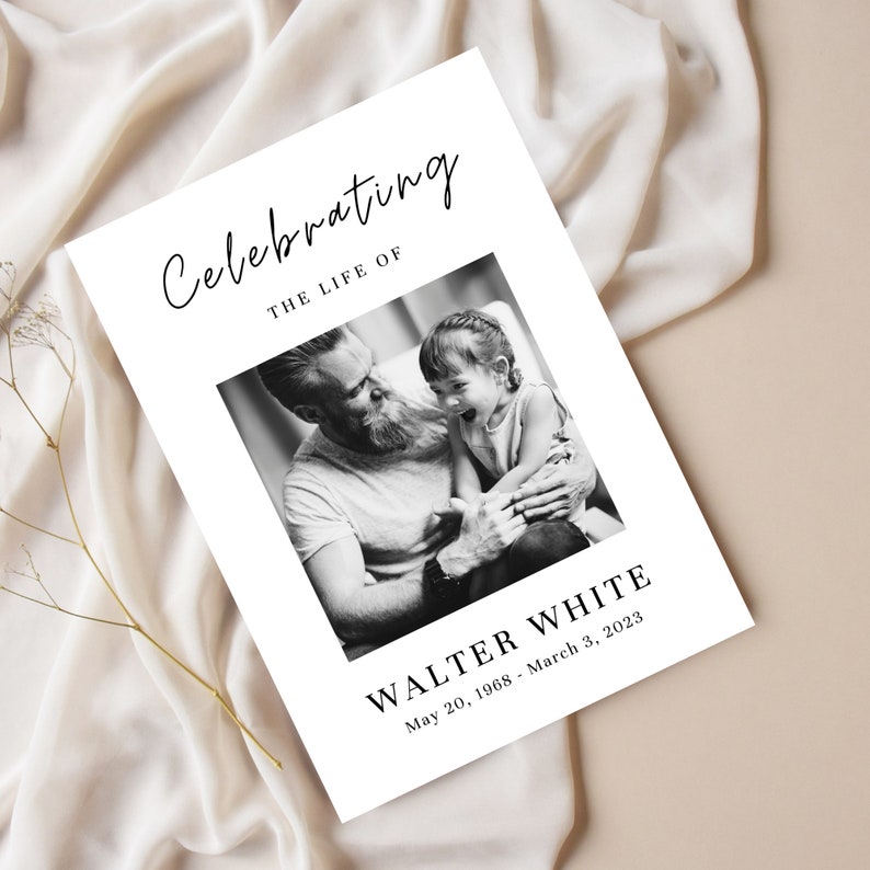 Minimalist Funeral Program Template Printable Funeral - Etsy