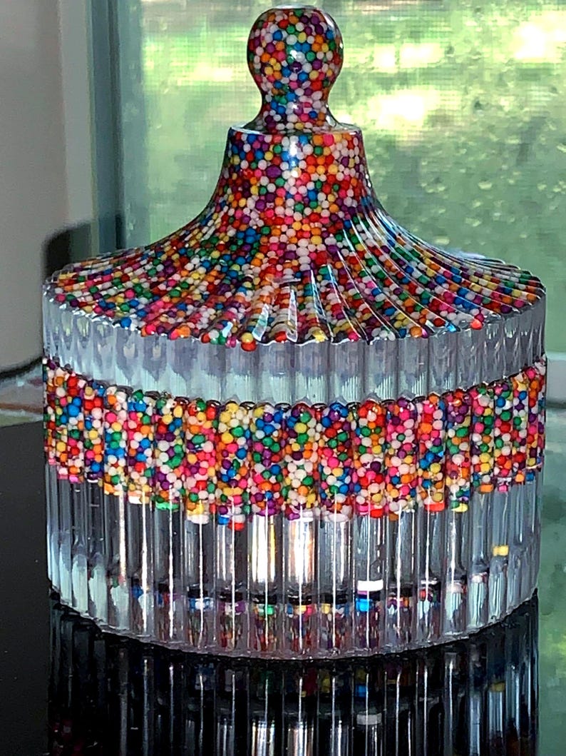 Cute Candy Sprinkles Filled Fluted Vintage Style Trinket Dish Fast Free ...