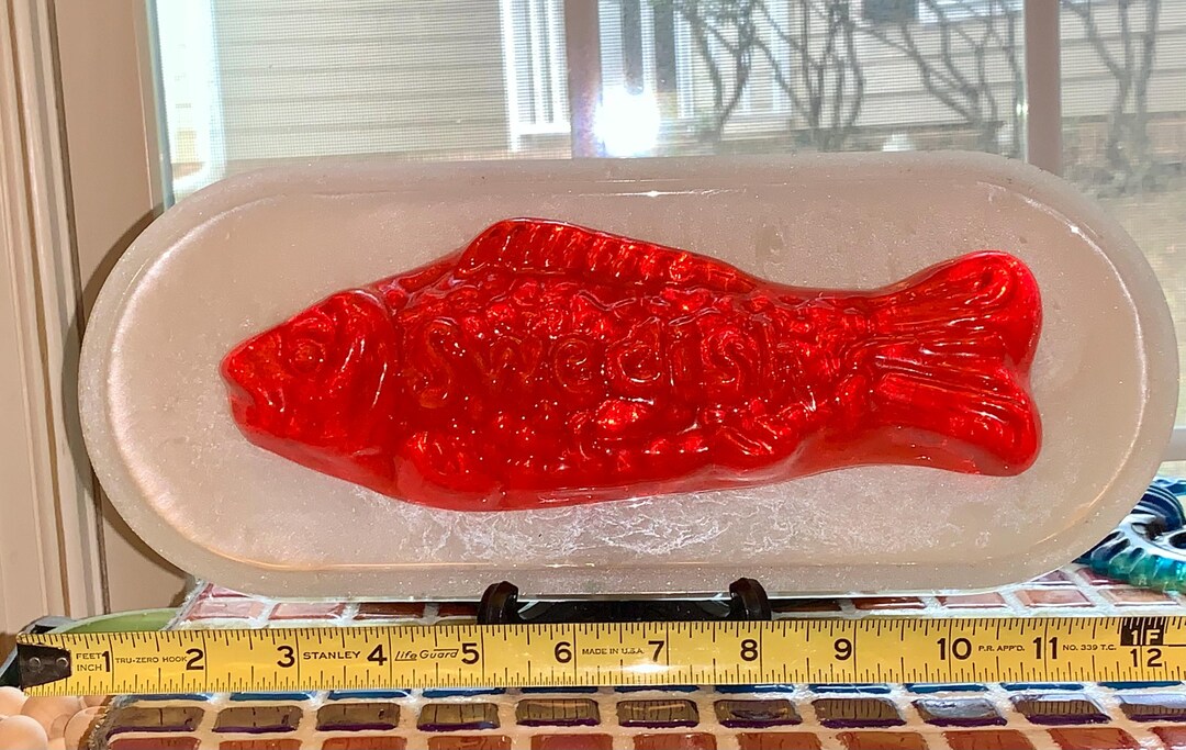 12.5” GIANT GUMMY FISH Mounted Wall Hanging Handmade Vibrant Red ...