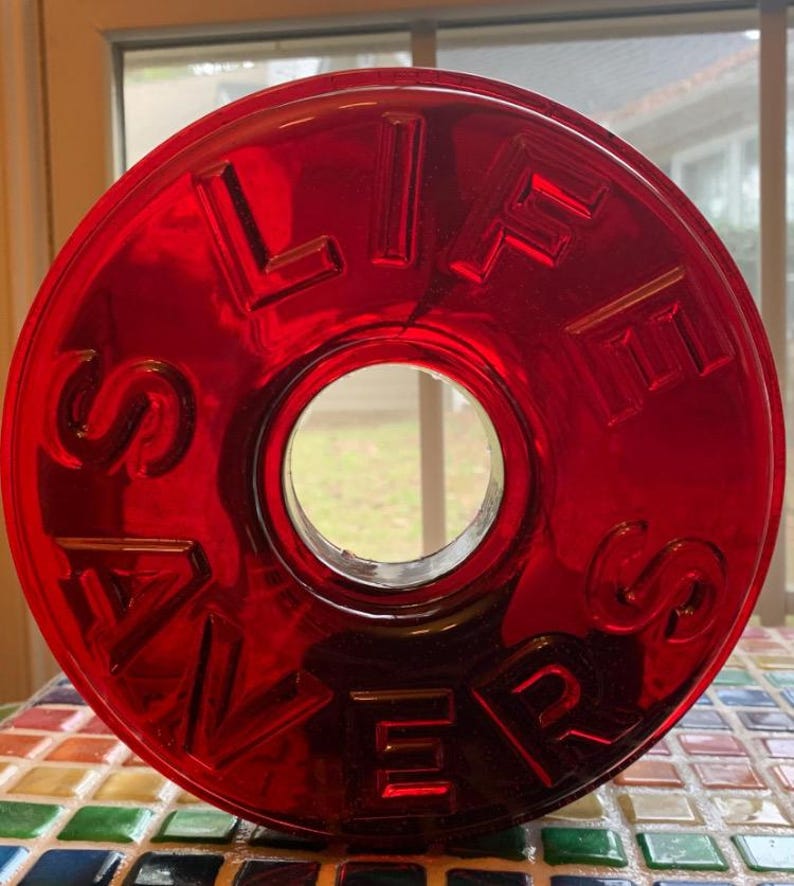 MEGA 8 Inch Round Hard Candy Deep Red Resin Transparent Gigantic ...