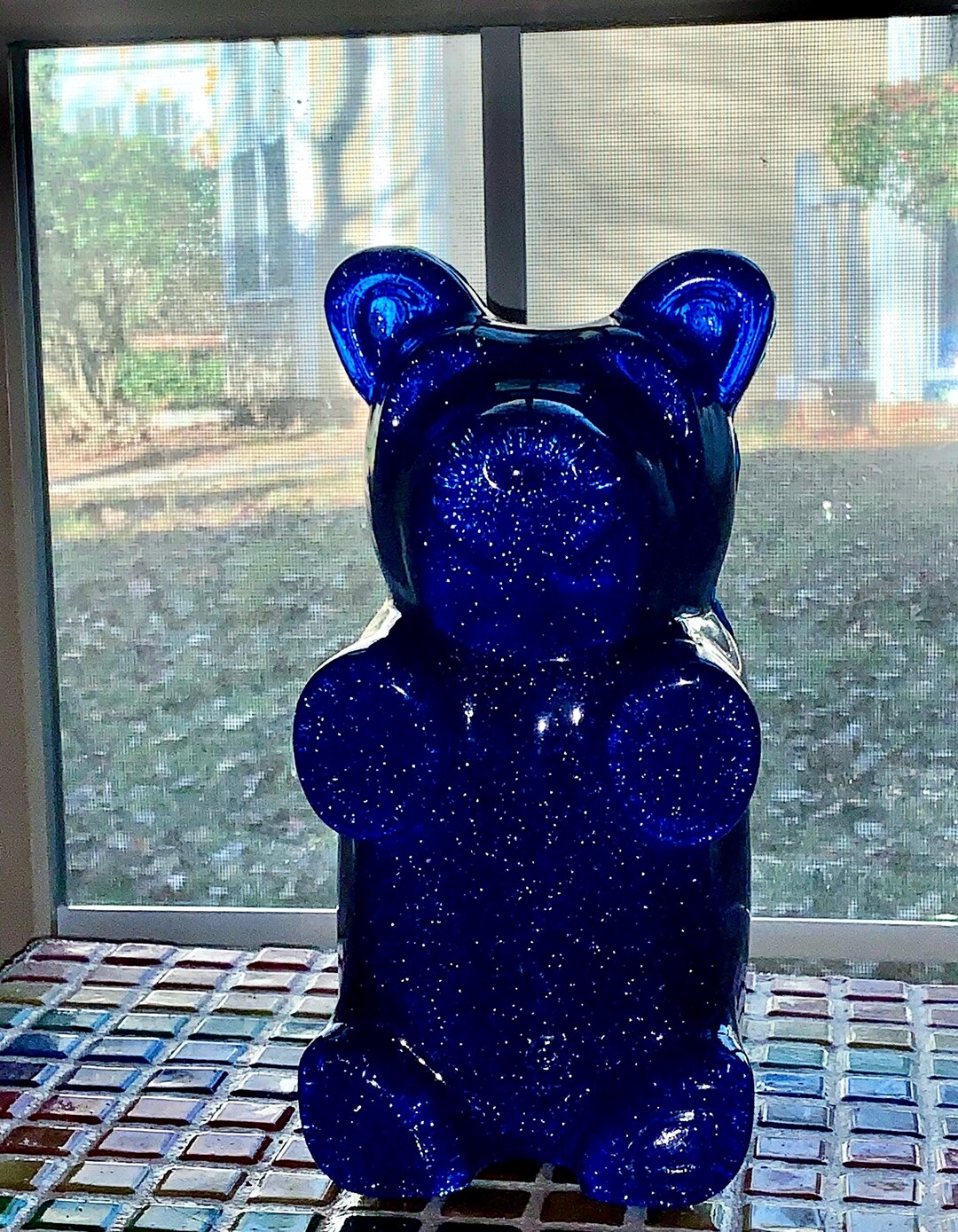 10” Mega XXL GUMMY BEAR Gigantic 10 Inch Sparkling Sapphire Blue Resin ...