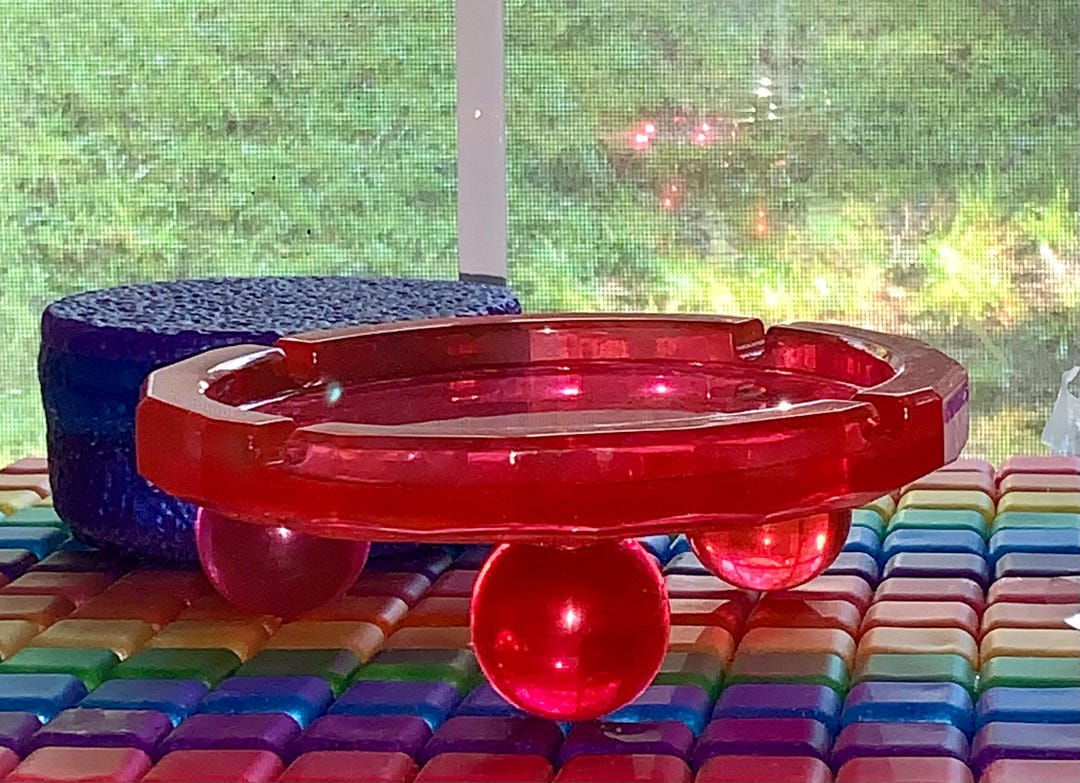 Handmade Extra Large Resin Ashtray: Transparent Red Elevated Design - Etsy