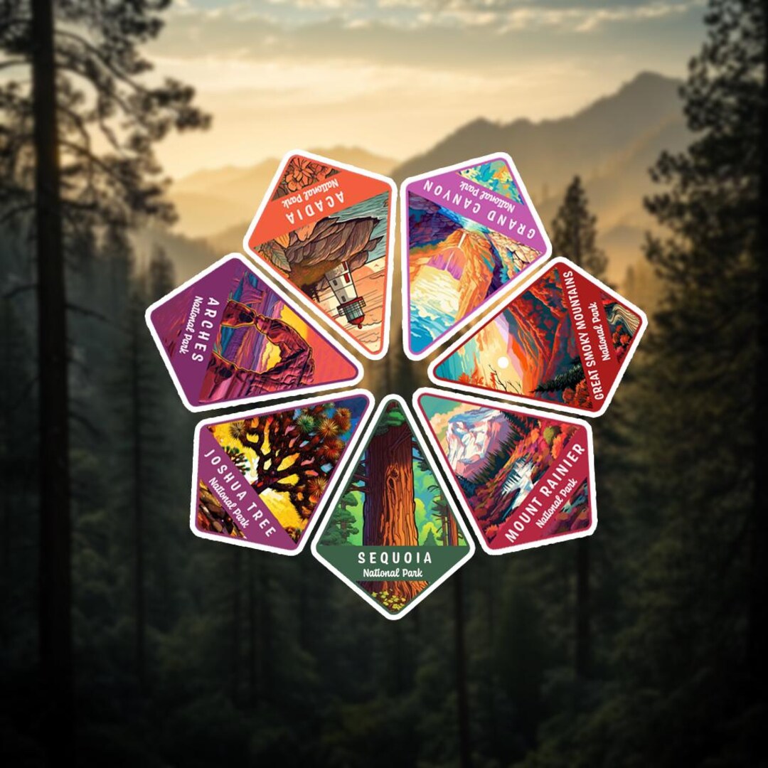 National Park Sticker Set: Diamond Flower Petal Vinyl Decal, Individual ...