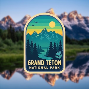 Grand Teton National Park Sticker: Retro Wyoming Travel Decal - Etsy