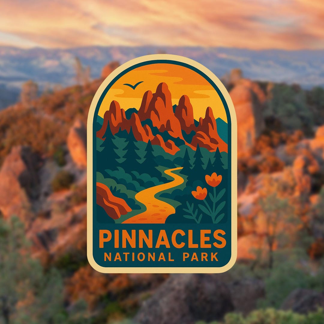Pinnacles National Park Sticker: Retro California Hiking Vinyl Decal - Etsy