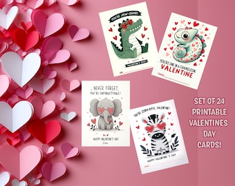 Printable Animals Valentine's Day Cards, Classroom Valentine's Day ...
