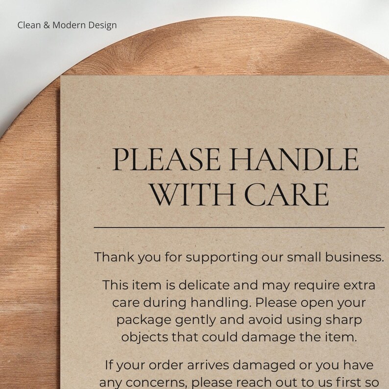 Handle With Care Card Template | Small Business Packaging Insert (canva ...