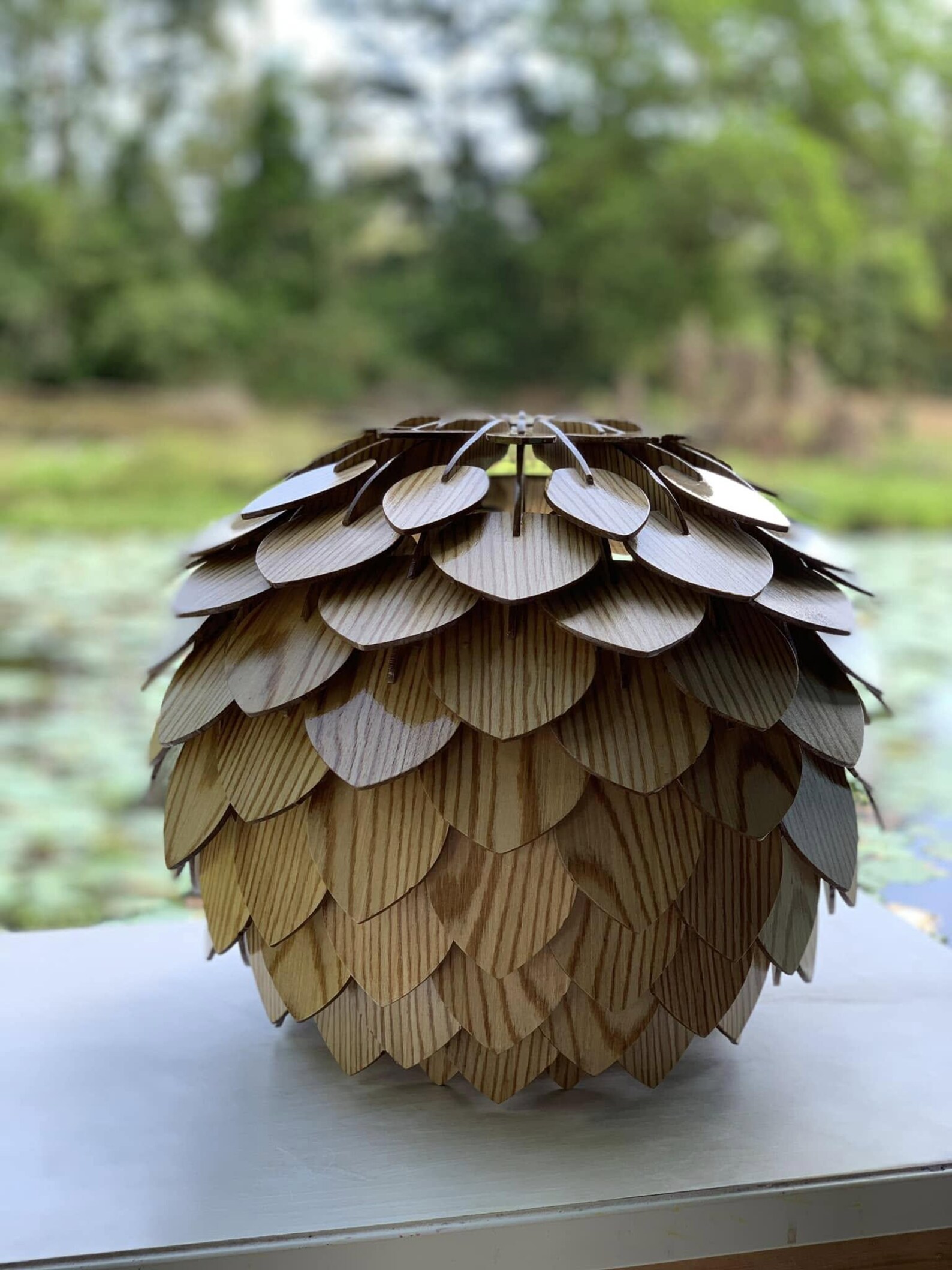 Wooden Ceiling Light - Scandinavian Light Shade, Geometric Hanging Lamp ...