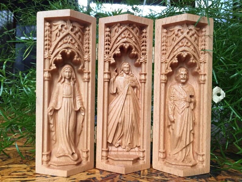 Catholic Triptych Sacred Heart - Jesus Saint Joseph - Our Lady ...